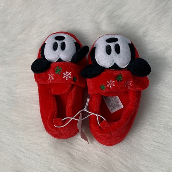 Disney | Shoes | Disney Red And Black Disney Mickey Mouse Kids Slippers ...